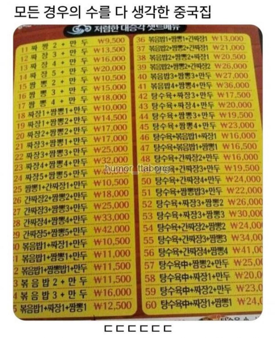 모든 경우의 수를 다 생각한 중국집